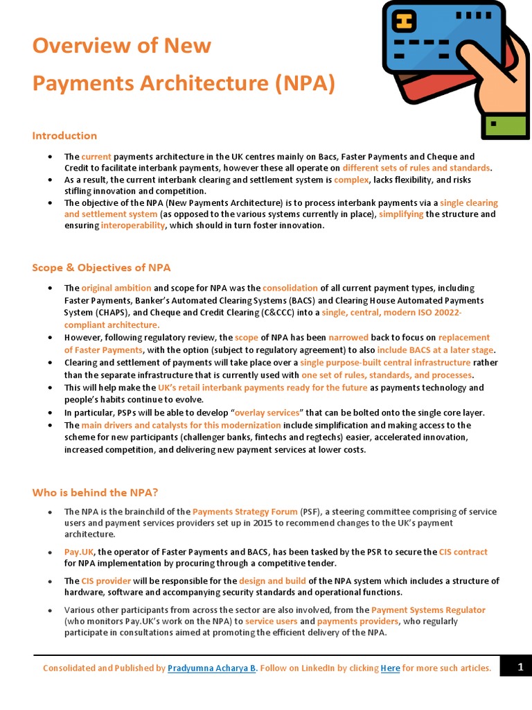 Overview of The New Payments Architecture | PDF | Payments | Clearing ...