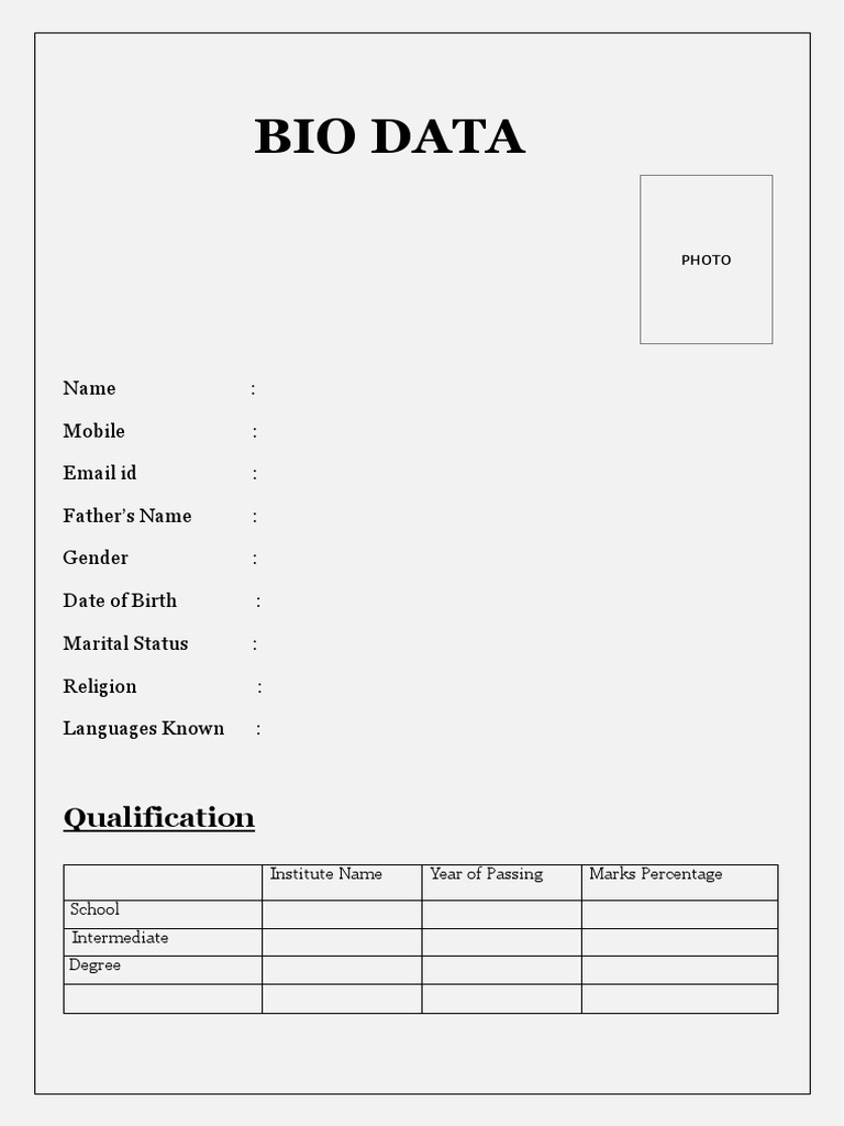 Instapdf - in Biodata Format For Job 446 | PDF