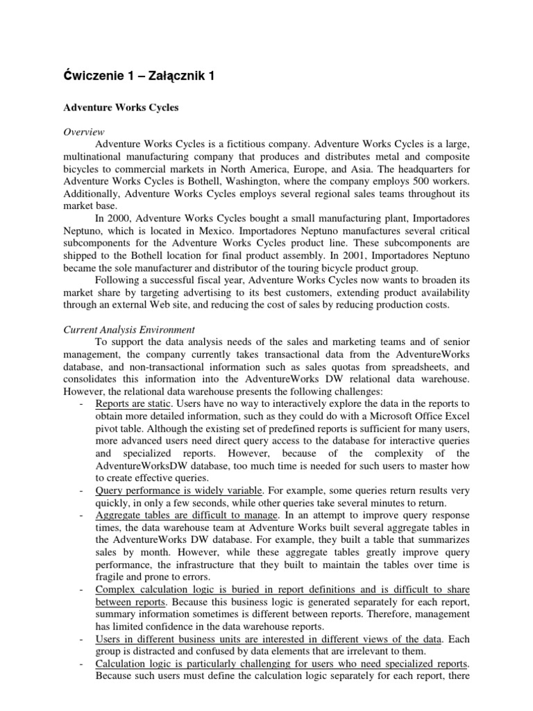 Adventure Works Cycles | PDF | Data Warehouse | Information Retrieval