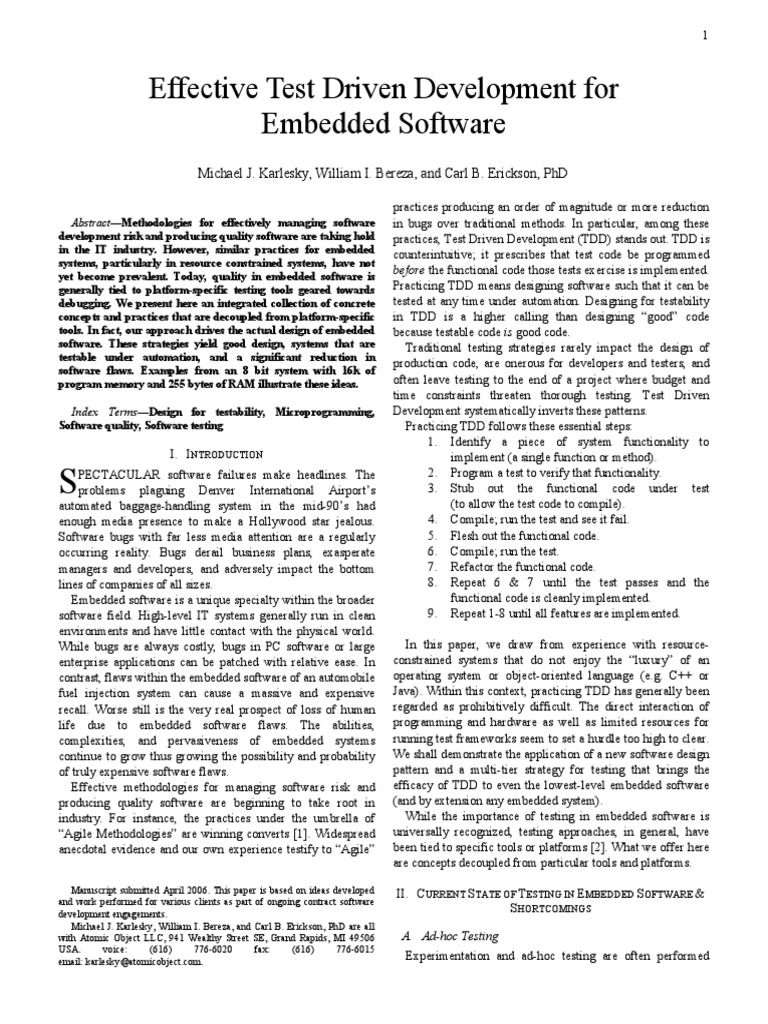 Effective Test Driven Development For Embedded Software | PDF | Test ...