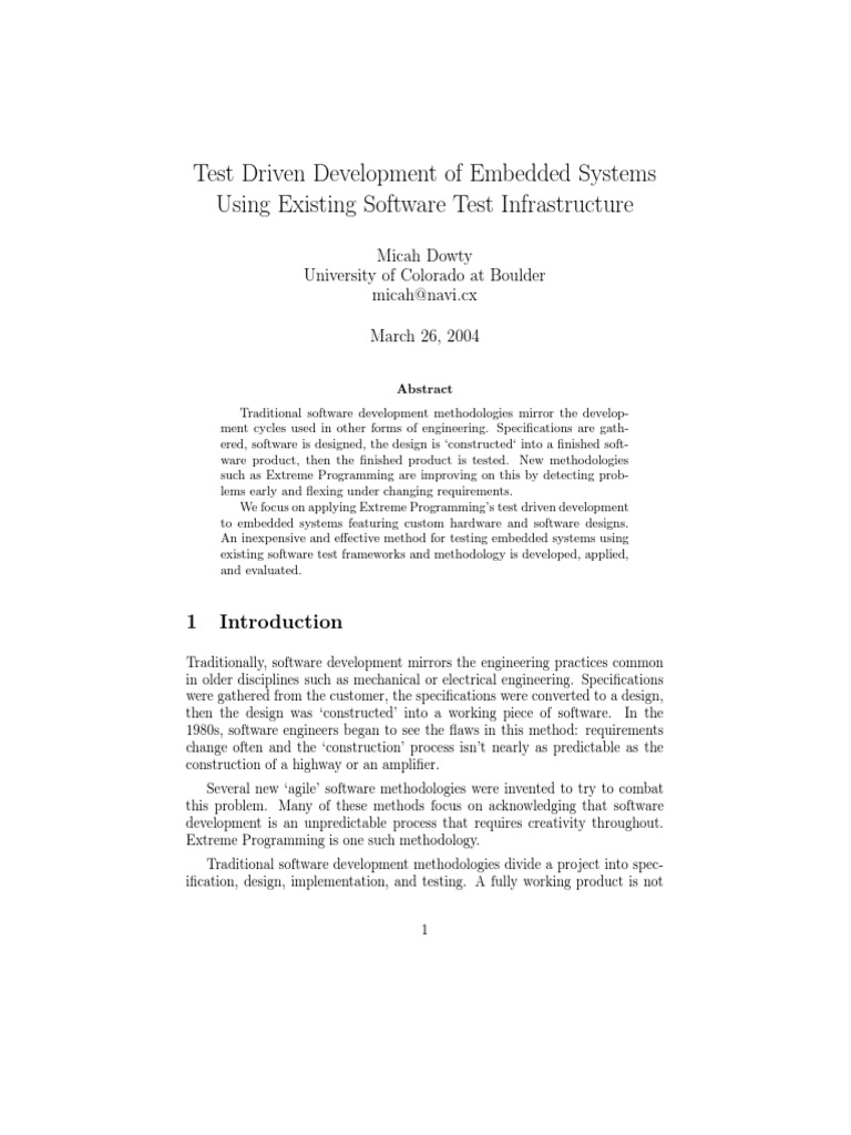 Test Driven Development for Embedded Systems | PDF | Test Driven ...