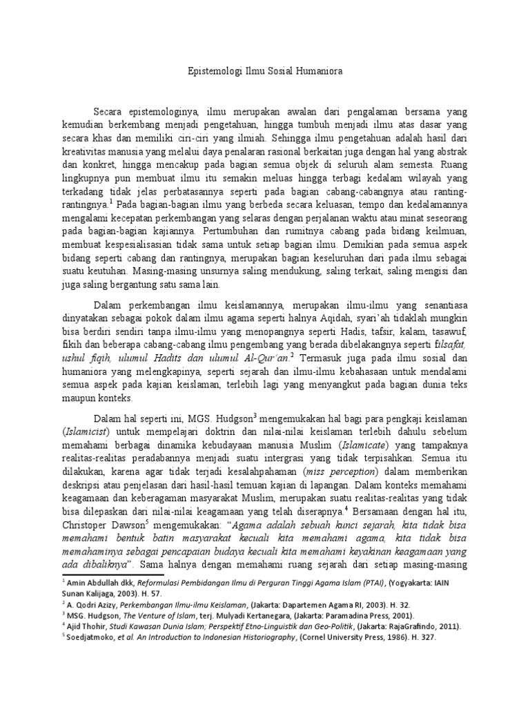 Epistemologi Ilmu Sosial Humaniora | PDF