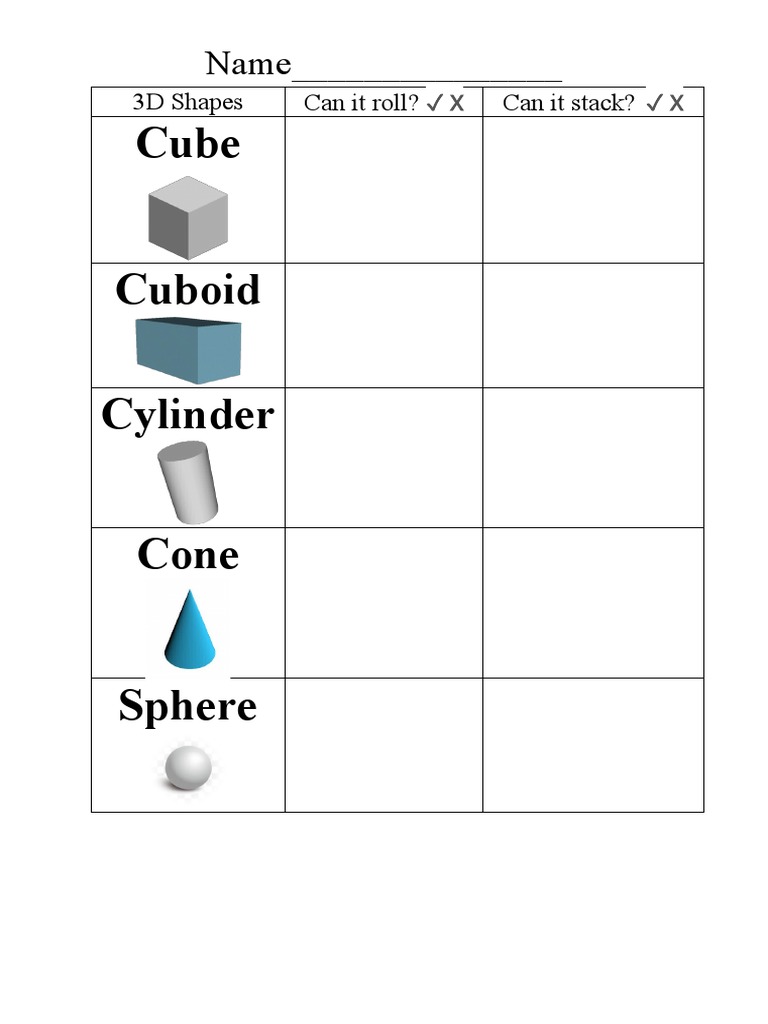 3D Shapes Properties Worksheet | PDF