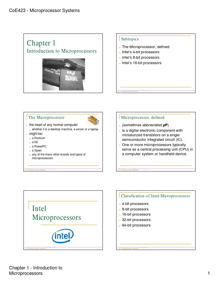 Introduction To Microprocessors: Subtopics | PDF | Microprocessor | Central Processing Unit