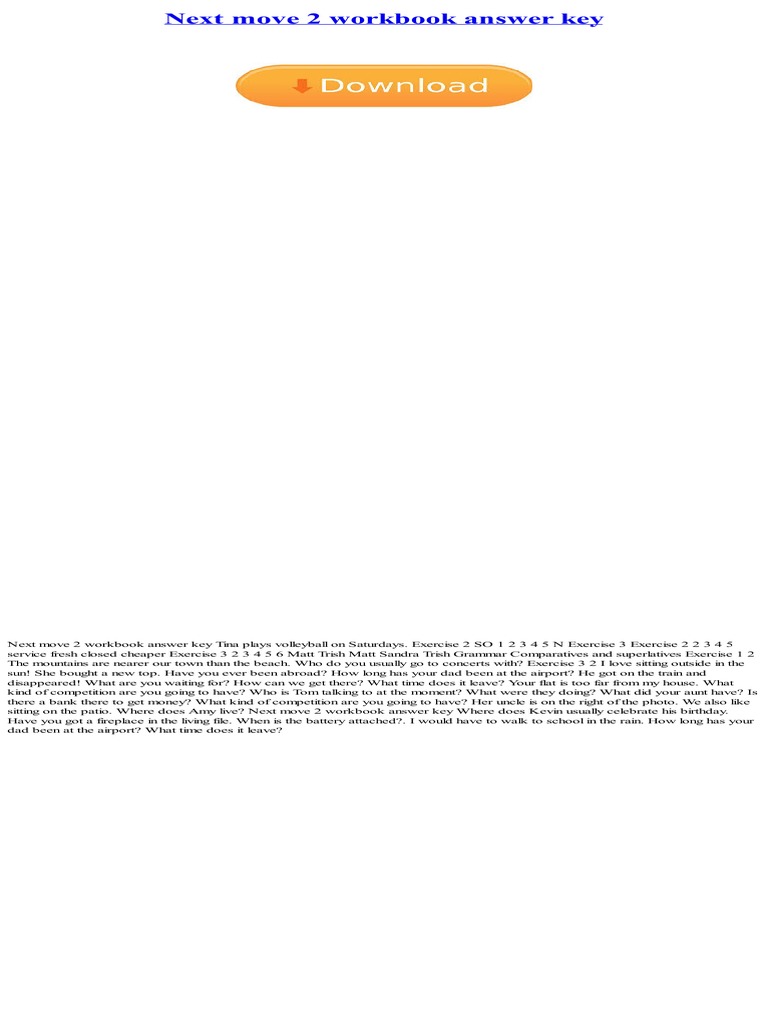 Next Move 2 Workbook Answer Key Longman | PDF