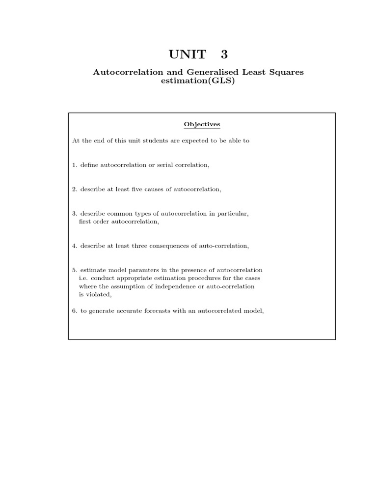 HSTS423 - Unit 3 Autocorrelation and Generalised Least Squares ... HSTS423 - Unit 3 Autocorrelation and Generalised Least Squares ...