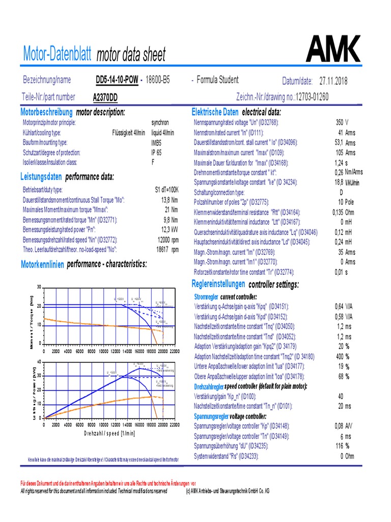 Motor Data Sheet A2370dd dd5 | PDF