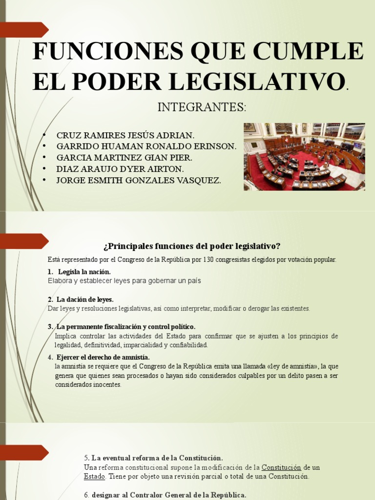 Funciones Del Poder Legislativo Pdf Legislatura Justicia 4664