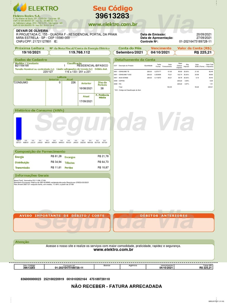 Elektro Fatura | PDF | Agências governamentais | Eletricidade