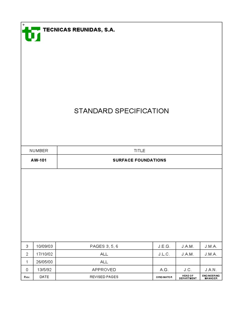 Specification for Surface Foundations including Reinforced Concrete ...