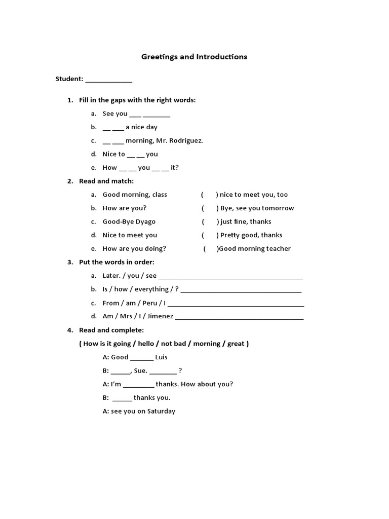 Greetings and Introductions CB | PDF