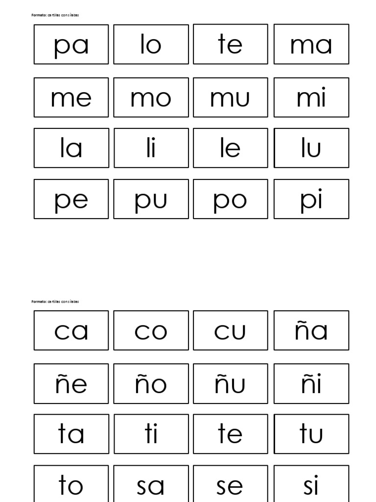 Cartillas Silábicas para Imprimir | PDF | Artes del Lenguaje y Comunicación