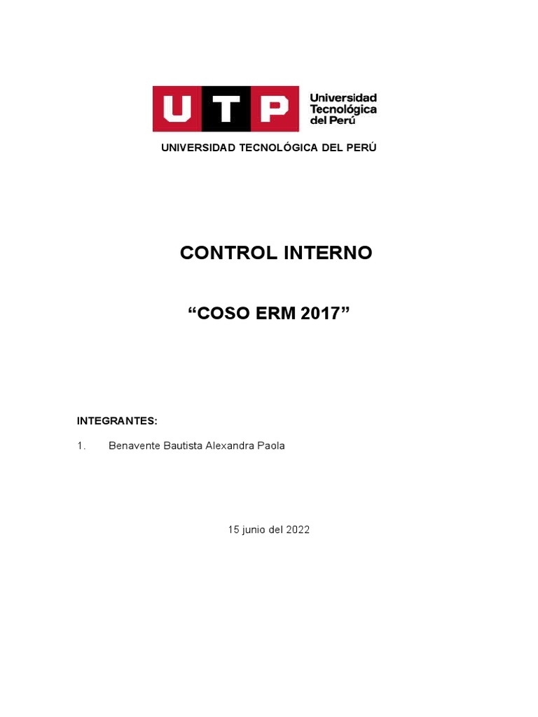 (AC-S12) Semana 12 - Tema 1 Tarea Académica - COSO ERM 2017 | PDF | Contabilidad | Business