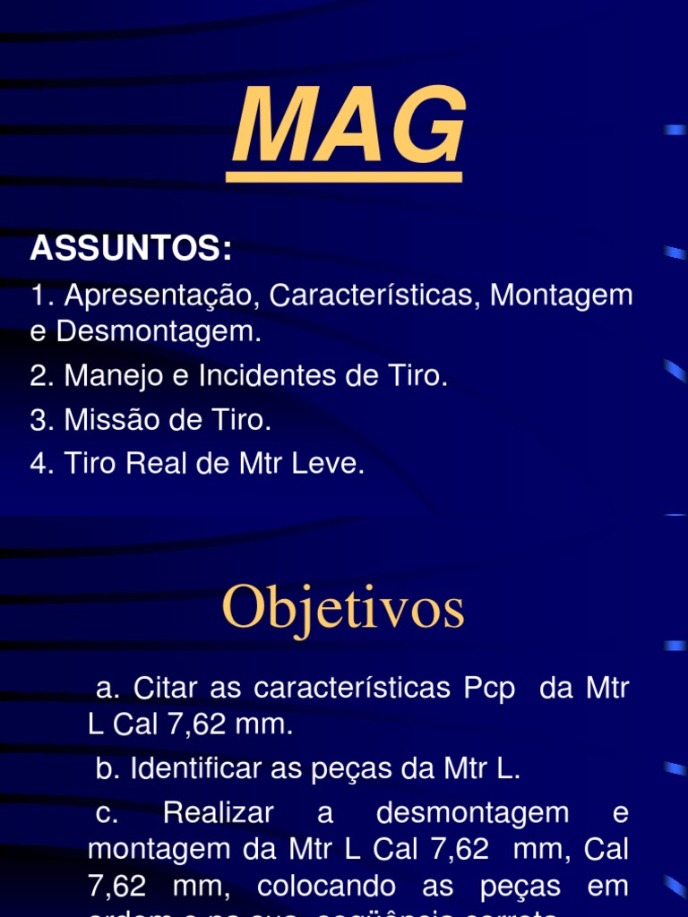 Manual de Instrução sobre a Metralhadora Leve Calibre 7,62 mm MAG M971 ...