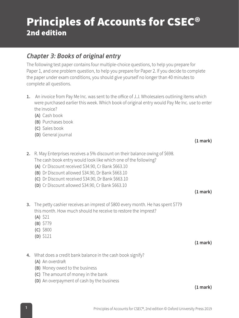 Principles of Accounts For CSEC®: 2nd Edition | PDF | Banks | Cheque