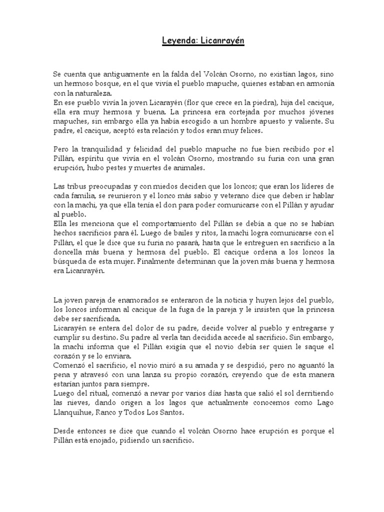 Leyenda LICANRAYEN | PDF