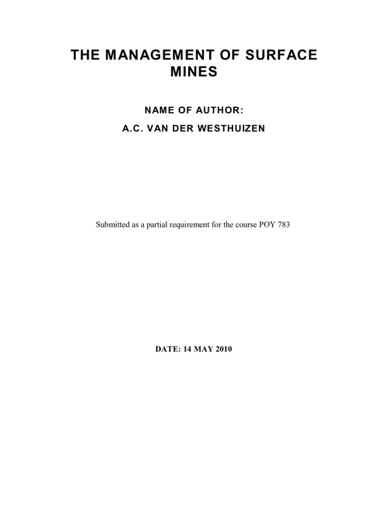 Management of Surface Mines | PDF | Organizational Structure ...
