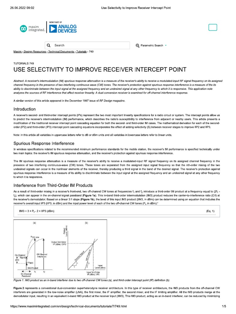 Use Selectivity To Improve Receiver Intercept Point | PDF