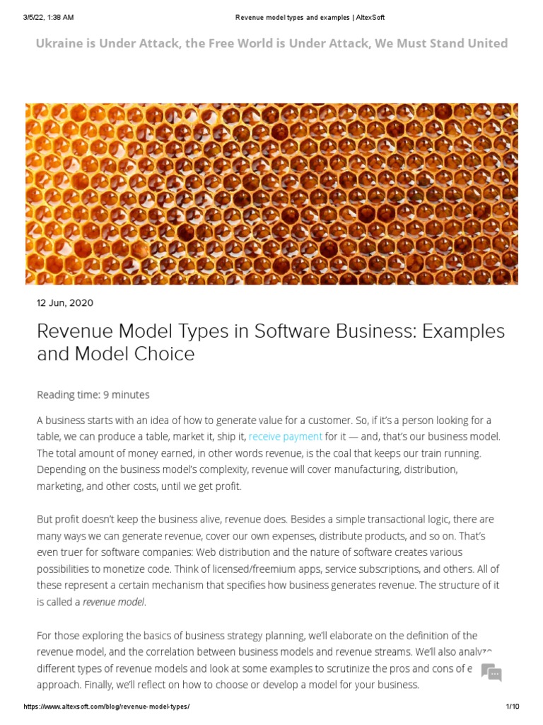 Revenue Model Types and Examples - AltexSoft | PDF | Business Model ...