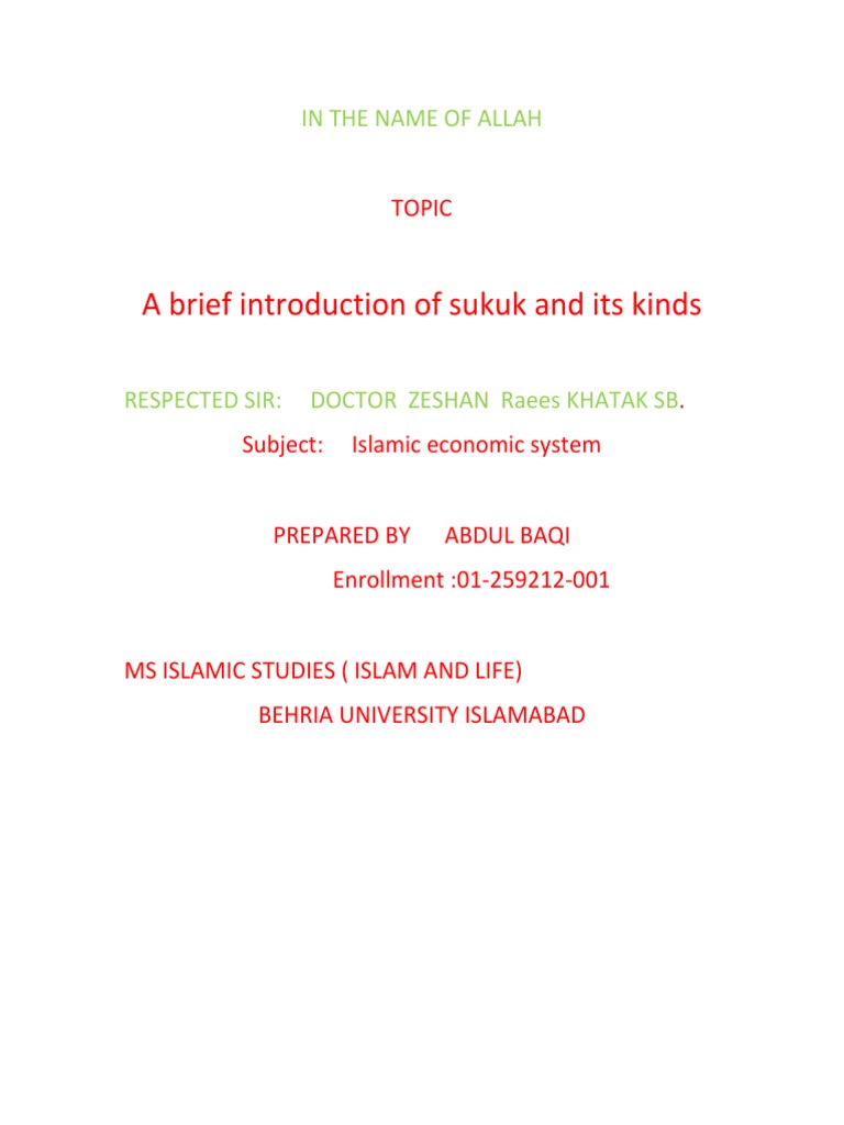 Understanding Sukuk: Types and Overview | PDF | Bonds (Finance ...