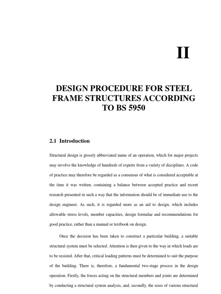 Design Procedure For Steel Frame Structures According TO BS 5950 | PDF