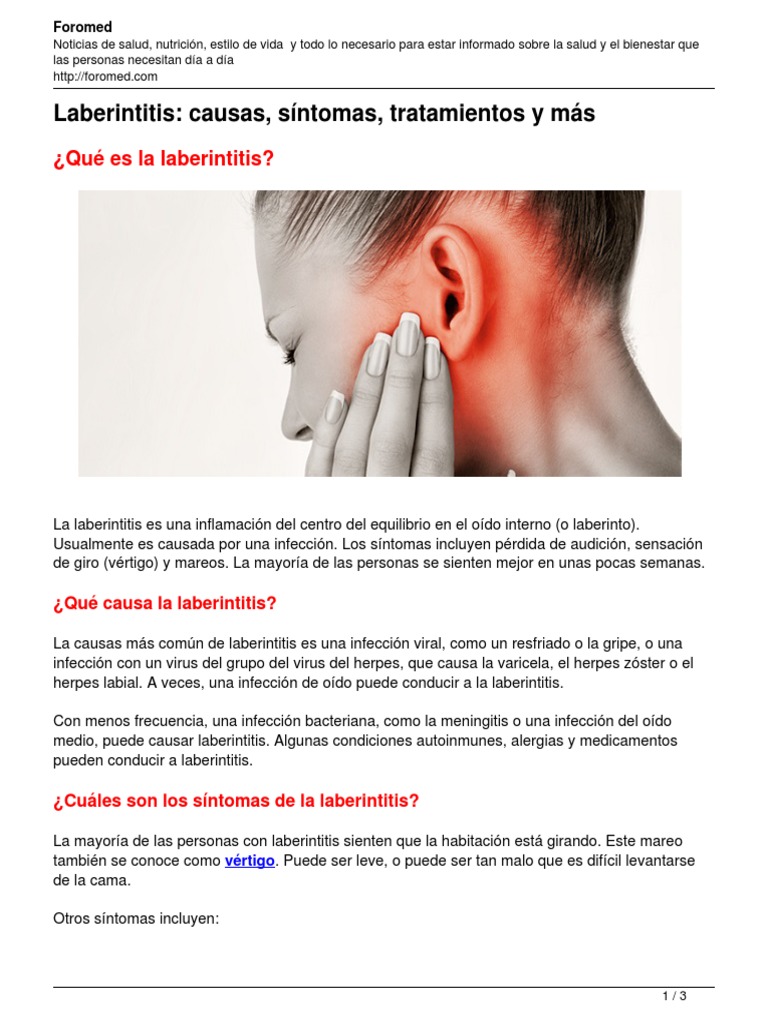 Laberintitis Causas Sintomas Tratamientos | PDF | Herpes Simple ...