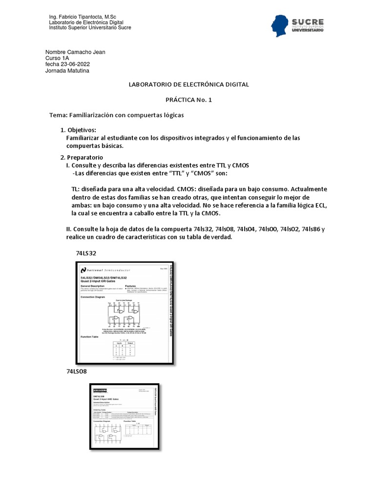 lABORATORIO 1 ED JEAN CAMACHO | PDF | Cmos | Puerta lógica