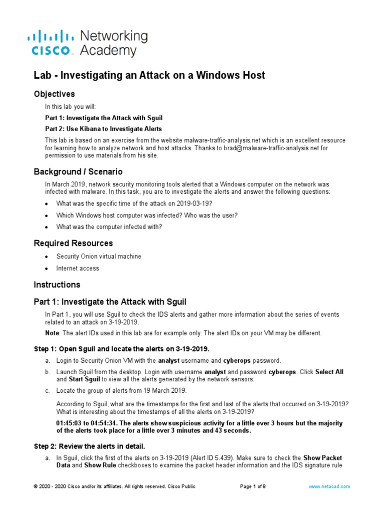 27.2.16 Lab - Investigating An Attack On A Windows Host | PDF | Domain ...