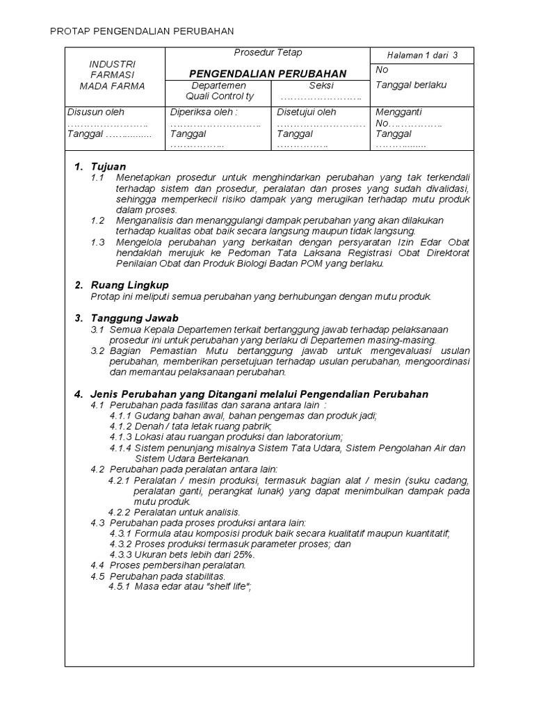 Protap Pengendalian Perubahan | PDF | Bisnis