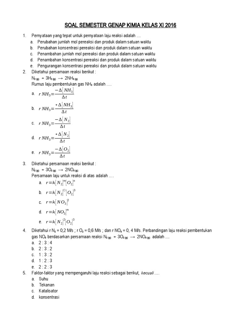 Soal Laju Reaksi | PDF