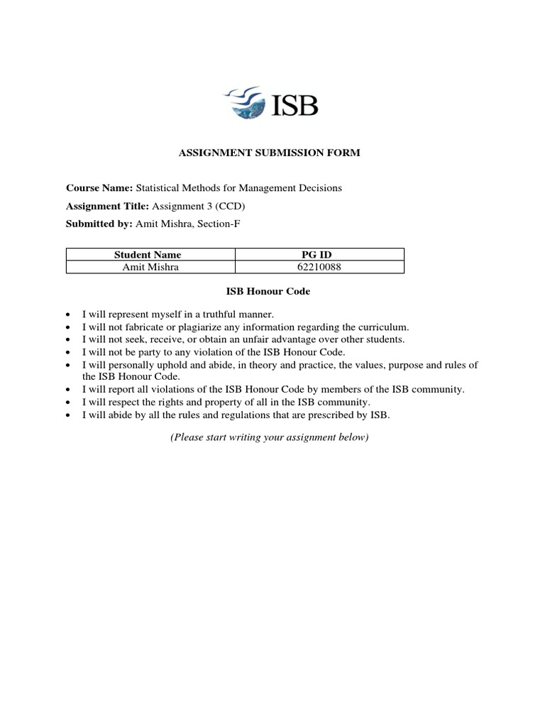 Assignment Submission Form: (Please Start Writing Your Assignment Below ...