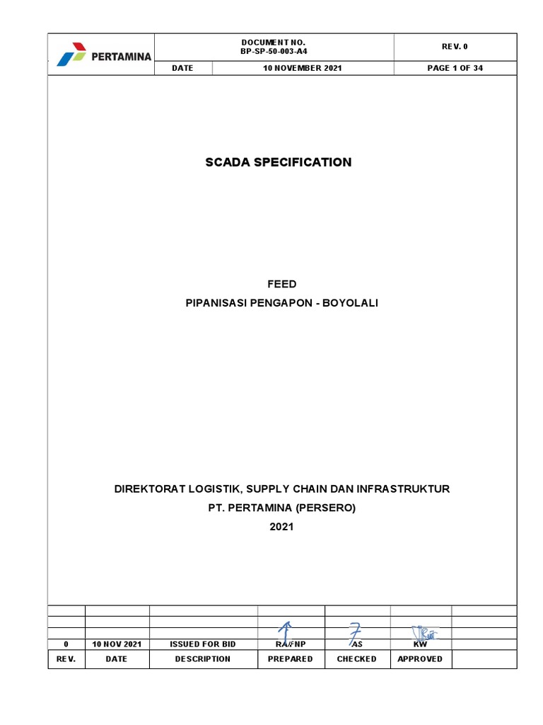 BP SP 50 003 A4 SCADA Specification | PDF | Scada | Reliability Engineering