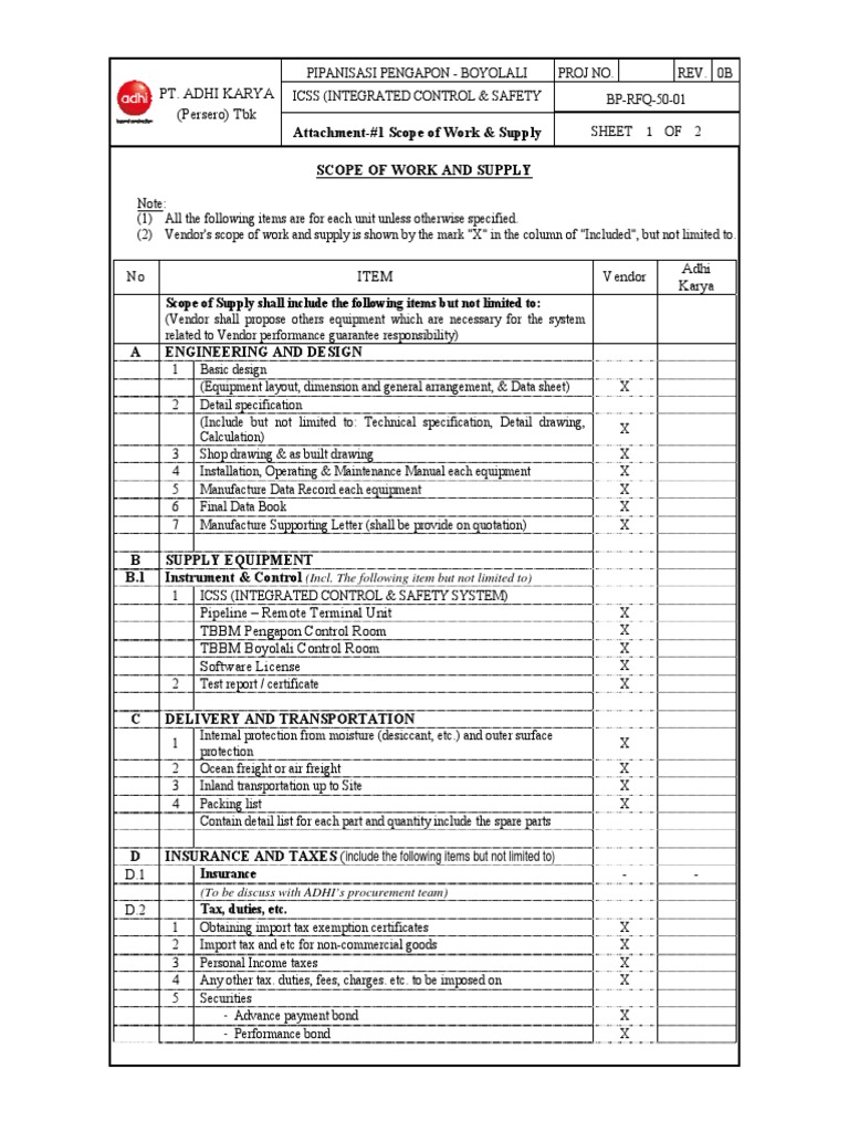 Scope of Work & Supply | PDF | Taxes | Specification (Technical Standard)