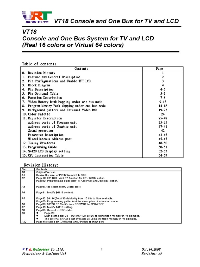 VT18 Data Sheet RevisionA9 - ENG | PDF | Input/Output | Random Access Memory
