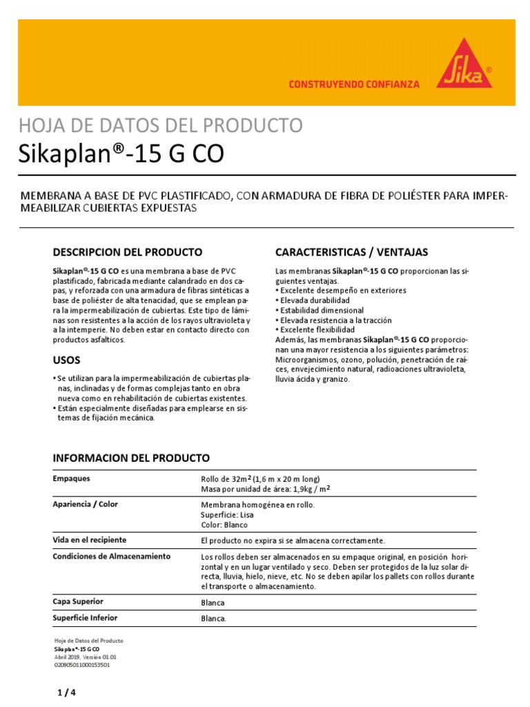 Sikaplan - 15 G Co | PDF | Soldadura | Construcción