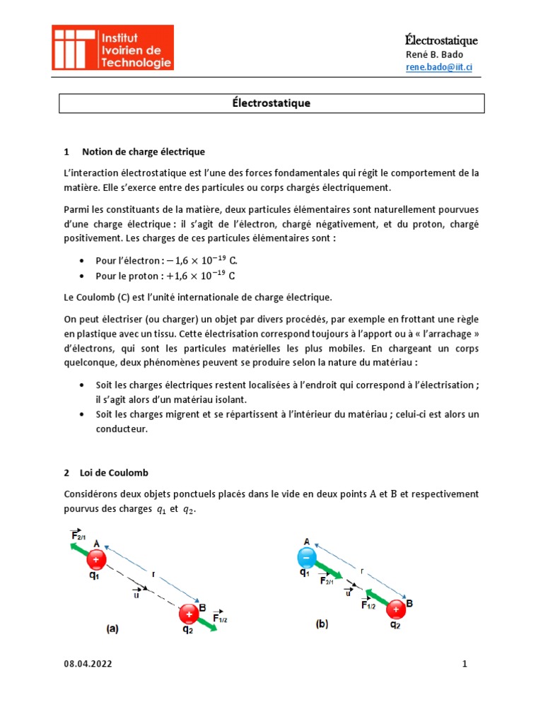 Charge Électrique et Électrisation | PDF | Charge électrique ...