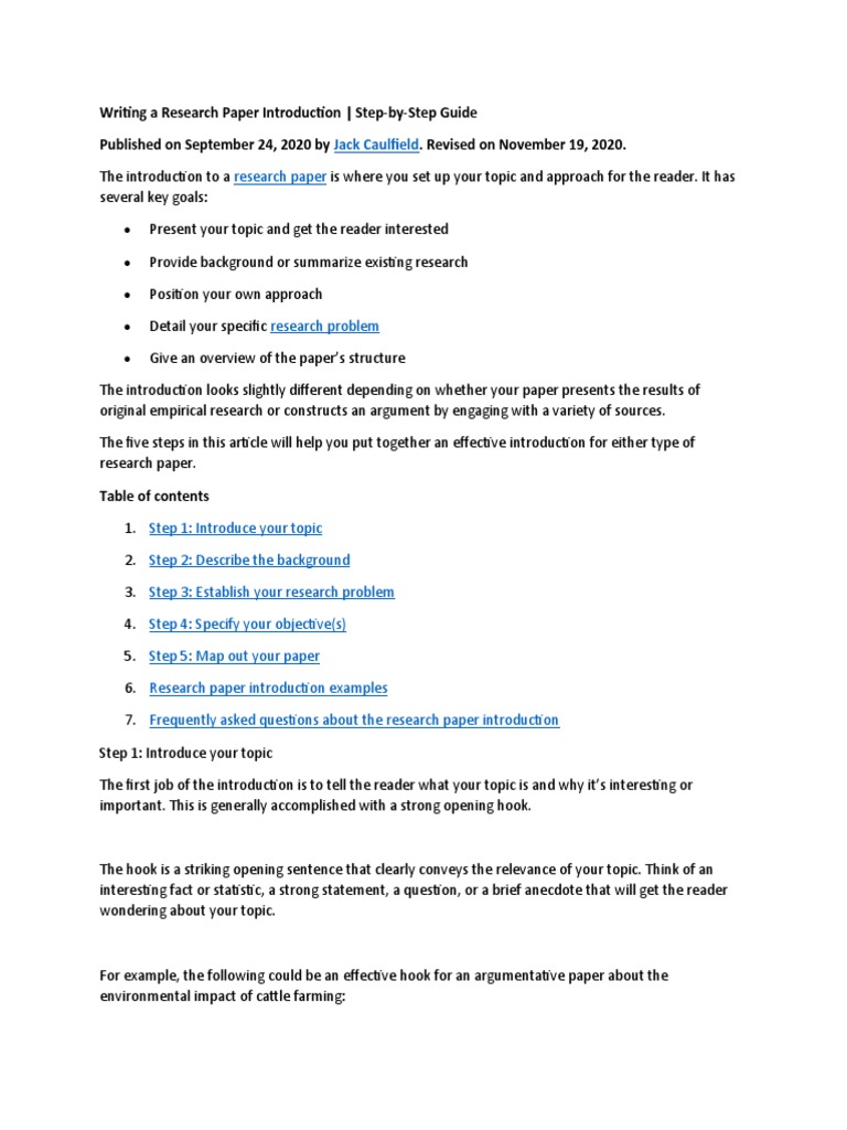 Writing A Research Paper Introduction | Download Free PDF | Hypothesis ...