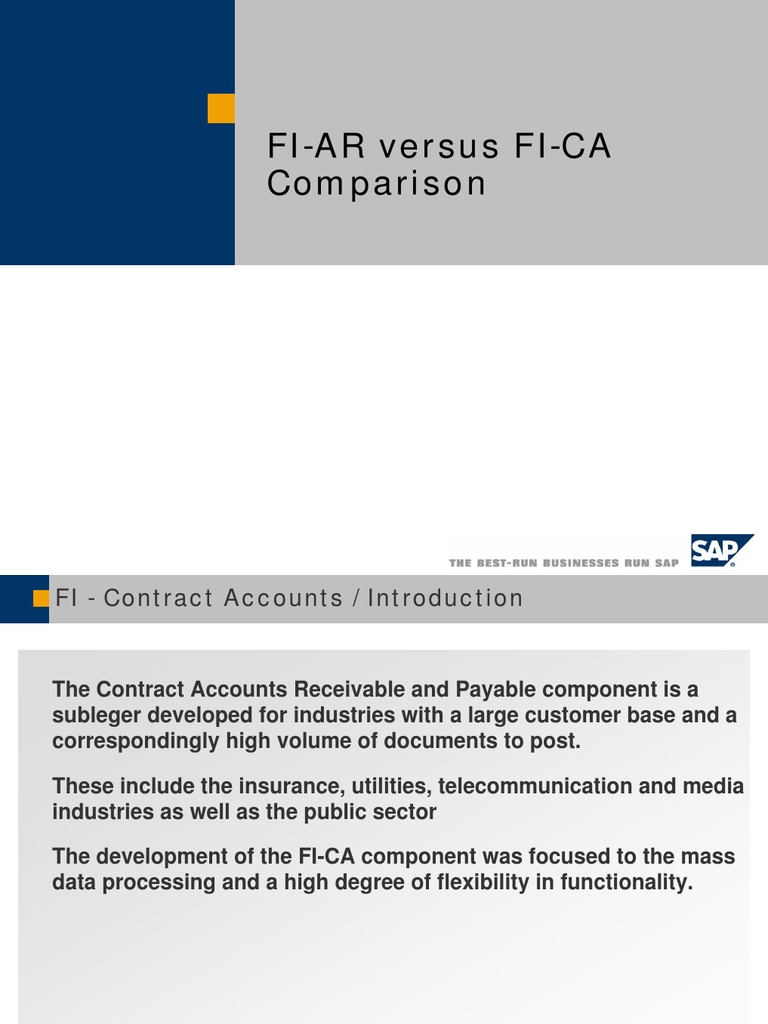 SAP Comparison of FI-AR Vs FI-CA | PDF | Payments | Credit Card