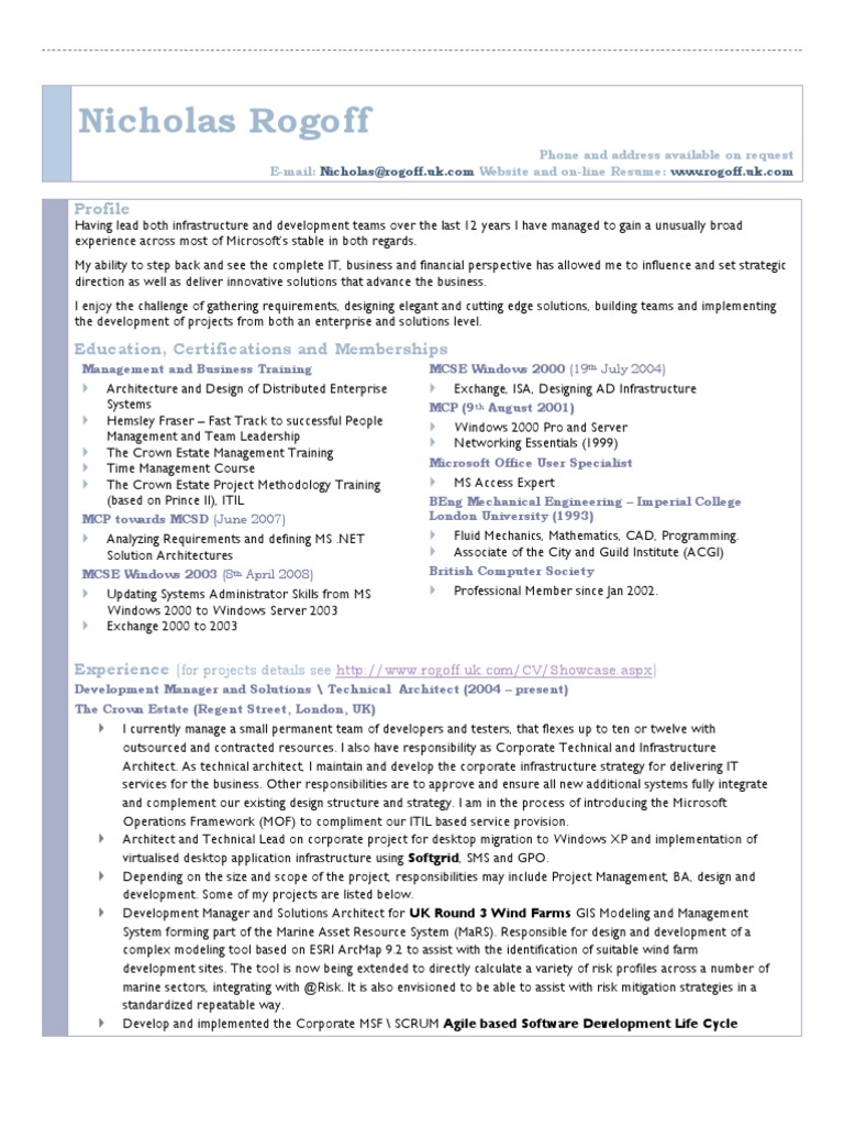 Nicholas Rogoff: IT Management & Development Expert | PDF | Microsoft ...