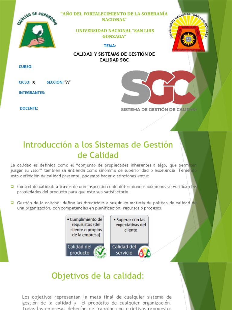 Calidad y Sistemas de gestión de calidad SGC GAP - copia | PDF ...
