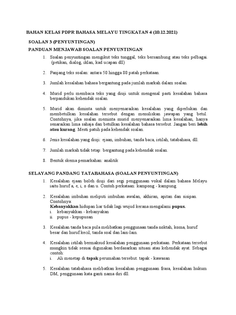 Bahan Kelas PDPR Bahasa Melayu Tingkatan 4 10.12.2021 | PDF | Kajian Bahasa Asing