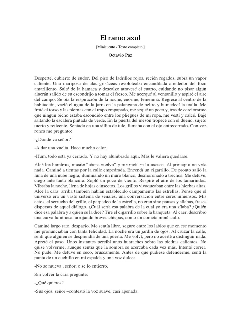 Cuento El Ramo Azul - Octavio Paz | PDF
