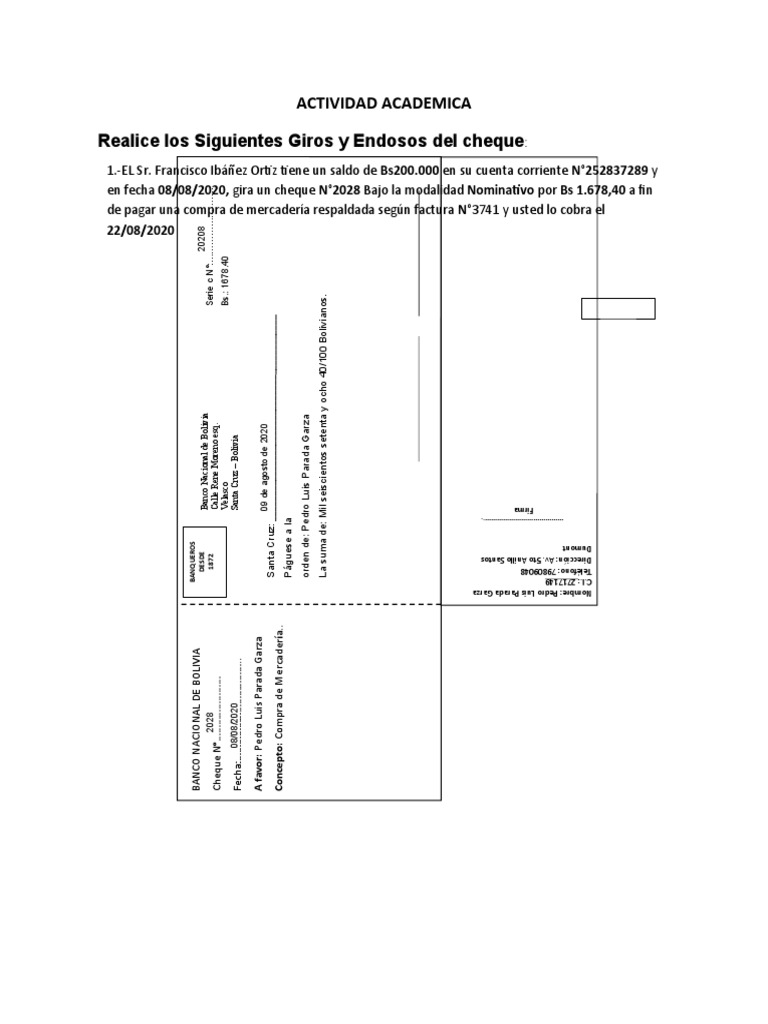 Llenado de Cheques-Junio 2022 | PDF | Cheque | Bolivia