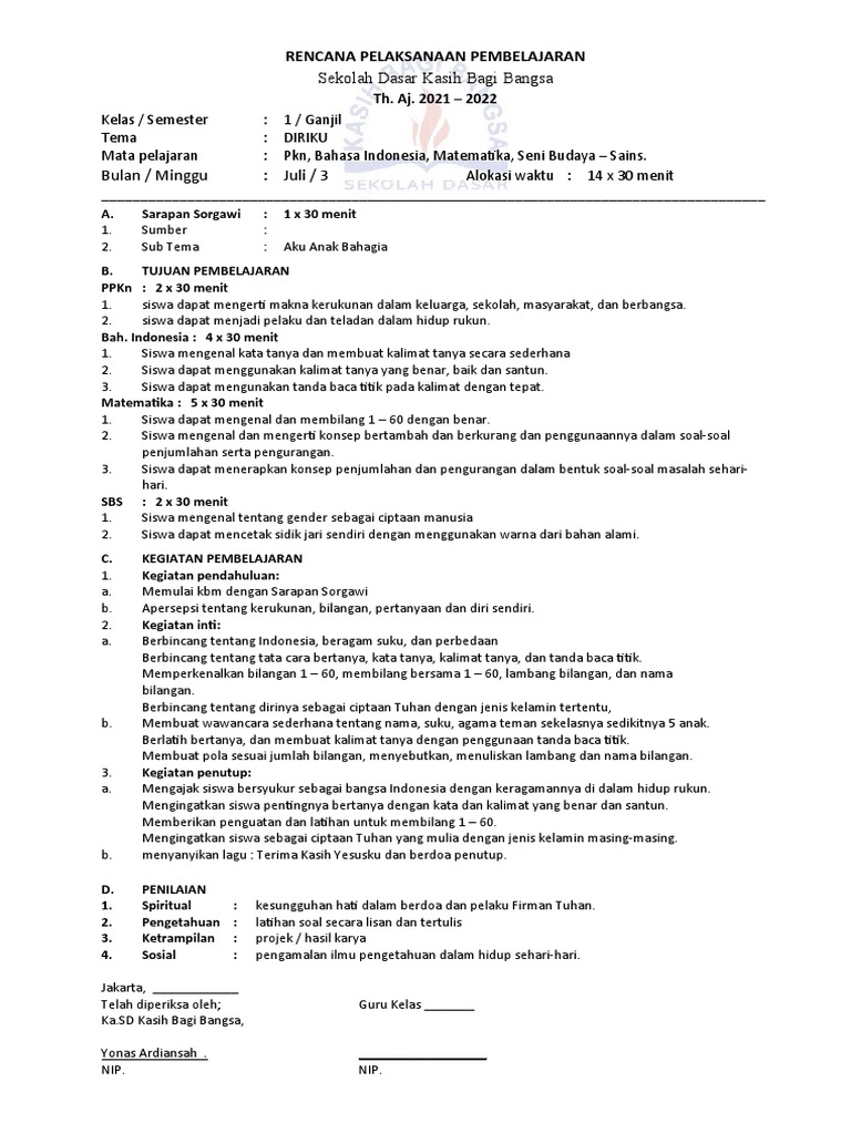 Contoh RPP 2021-2022 | PDF