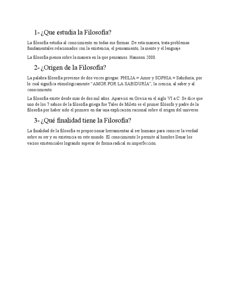 Filosofía: Estudio, Origen y Finalidad | PDF | Filosofía