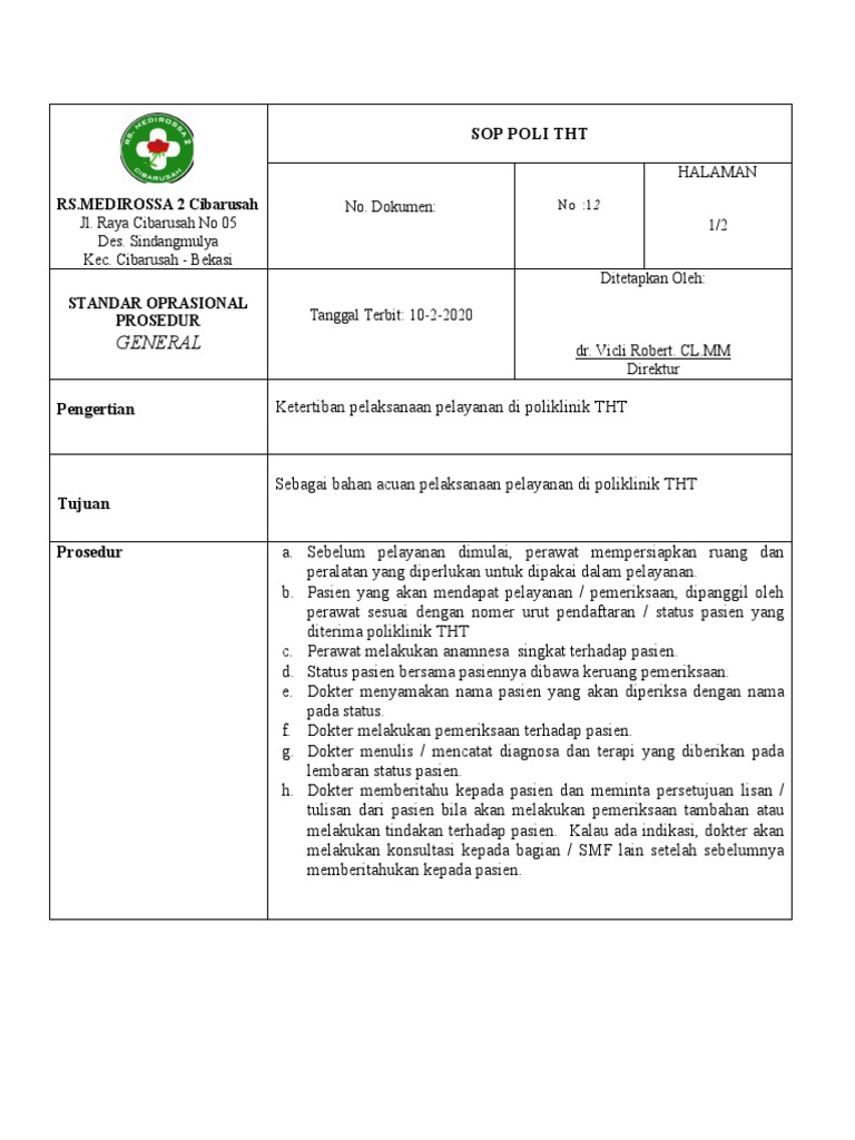 Spo Poli THT | PDF | Kesehatan Holistik