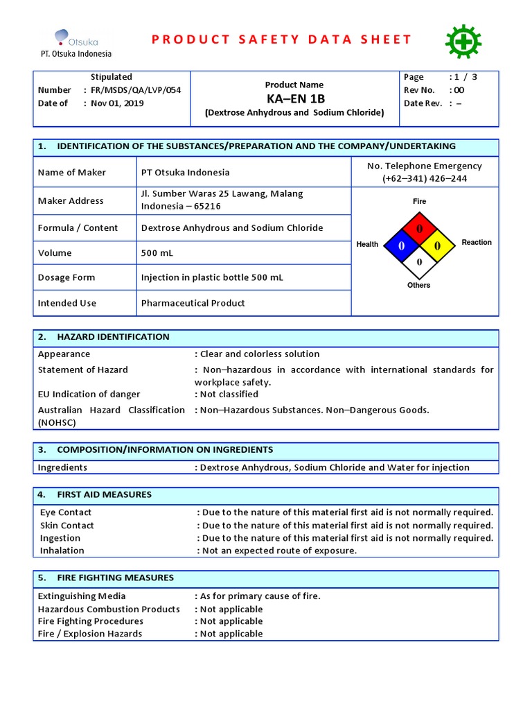 SDS Ka-En 1B | PDF | Safety | Labor Relations