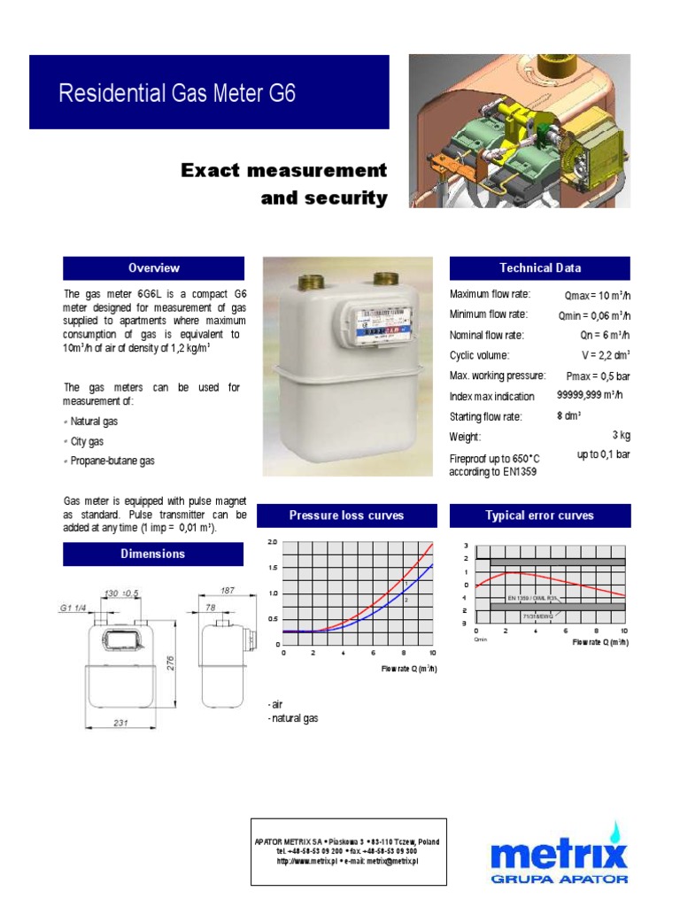 Residential Gas Meter G6: Exact Measurement and Security | PDF | Flow ...