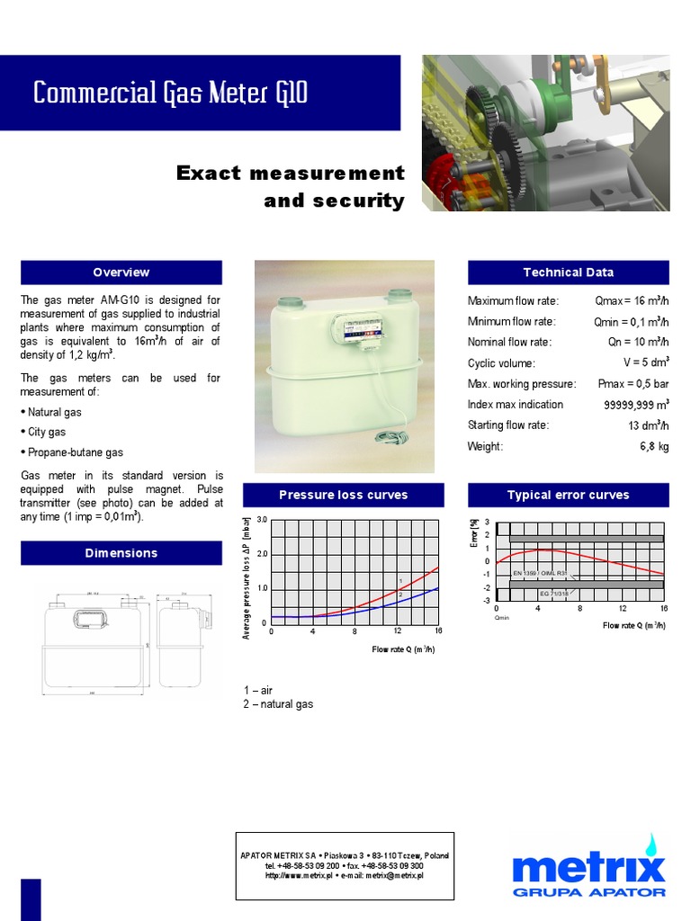 Commercial Gas Meter G10: Exact Measurement and Security | PDF | Flow ...