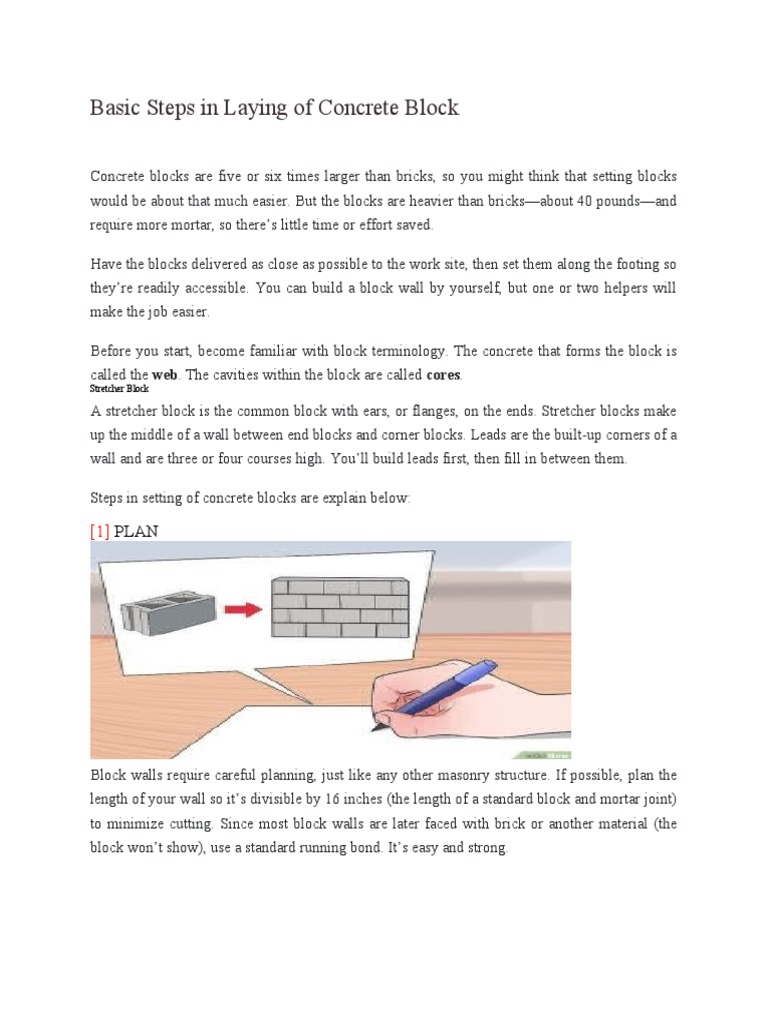 Concrete Block Laying Guide | PDF | Masonry | Concrete
